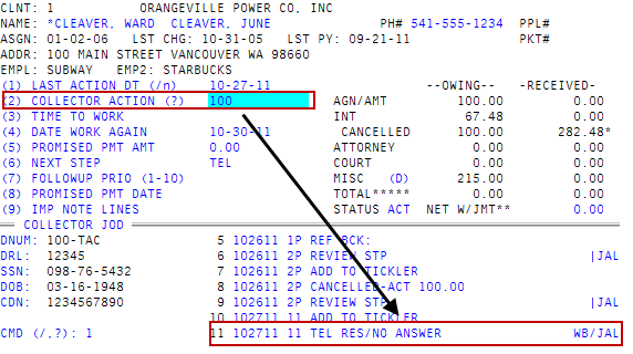 Creating account notes using command 1